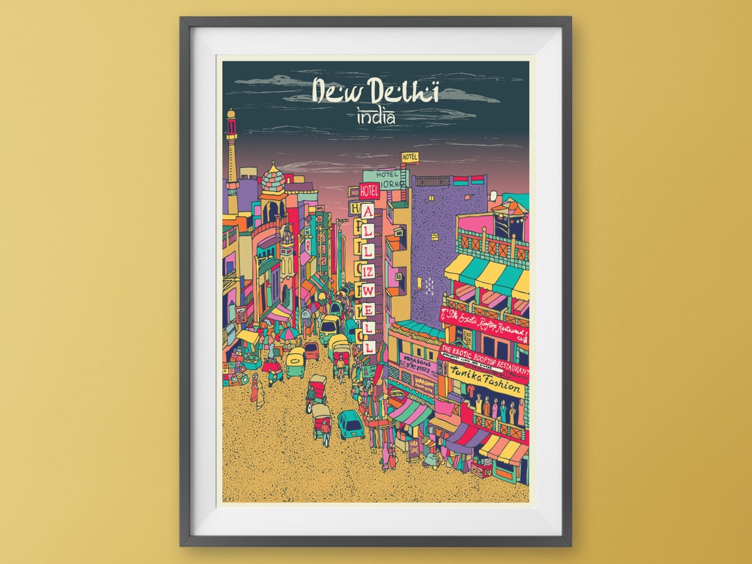 New Delhi India Poster - India Print - New Delhi City Skyline Poster ...