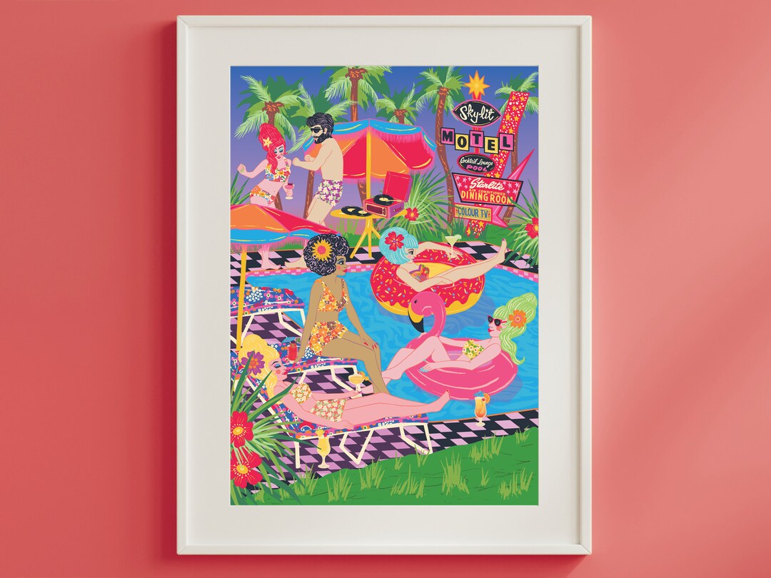 Pool Party Poster - Retro Swimming Pool Poster - Holiday Print ...