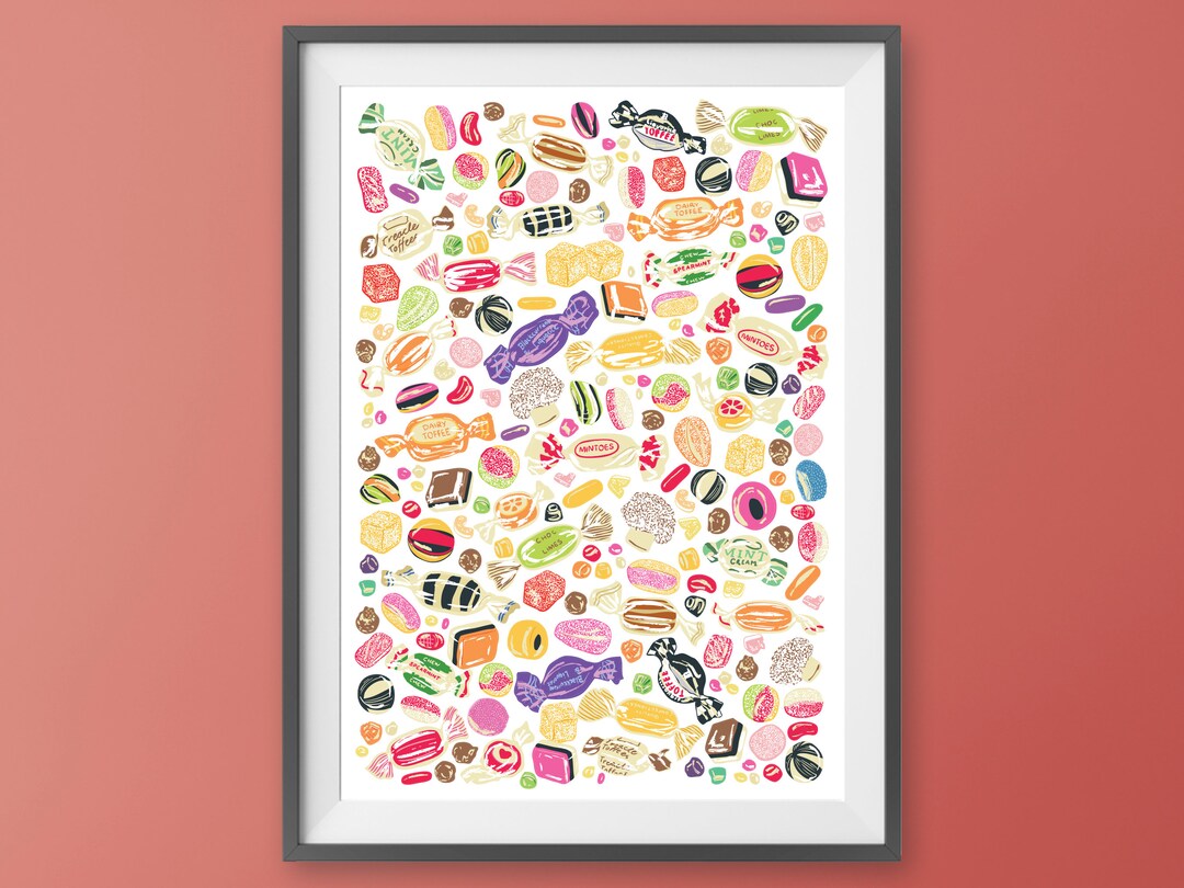 Retro Sweets Print - Old Fashioned Sweet Jar Poster - Pic N Mix ...