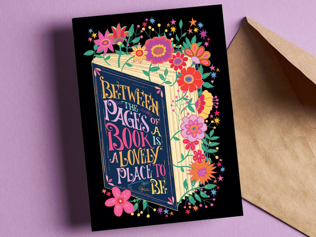 Book Lover Art Greeting Card - Pages of a Book Card - Bookworm ...