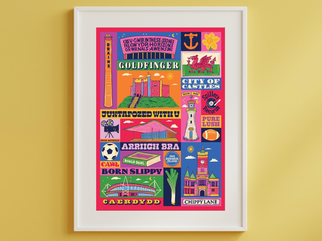 Cardiff Poster - Cardiff Wales Art Print - Welsh Print - Graduation ...