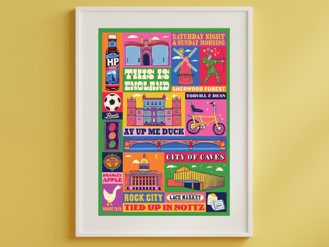 Nottingham Poster - Nottingham England Art Print - Notts - Graduation - Housewarming Gift - Etsy UK