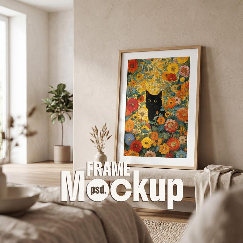 Frame Mockup PSD | Scandinavian Interior Wall Art Frame (digital ...