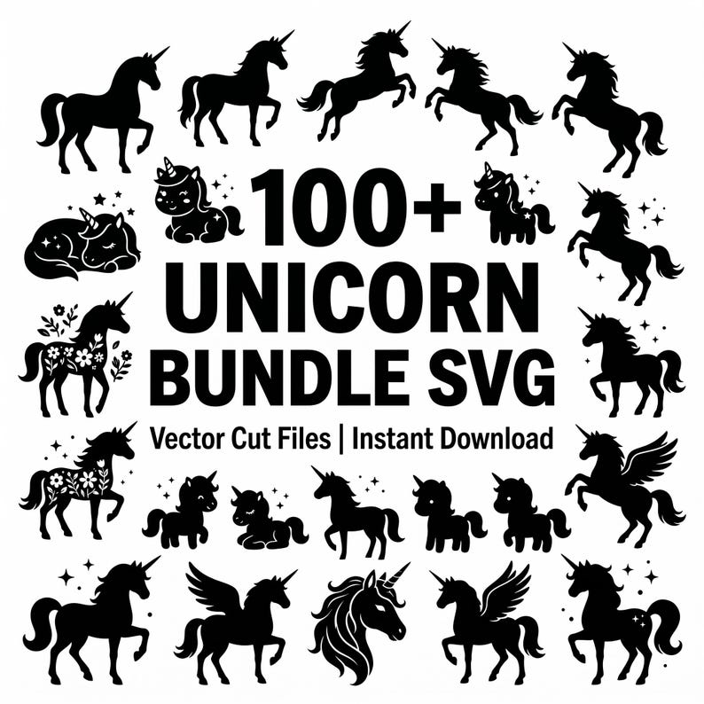 Unicorn SVG Bundle, 100+ Designs, Flower Unicorn PNG, Cricut Cut Files ...