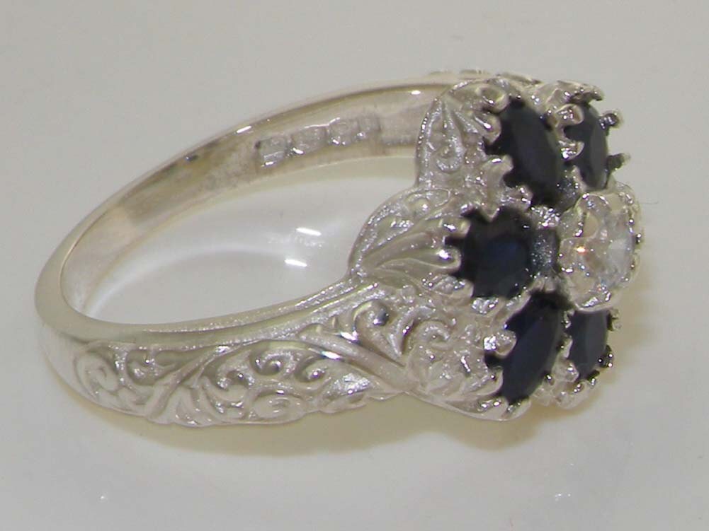 English 925 Sterling Silver Natural Deep Blue Sapphire & 0.7ct | Etsy