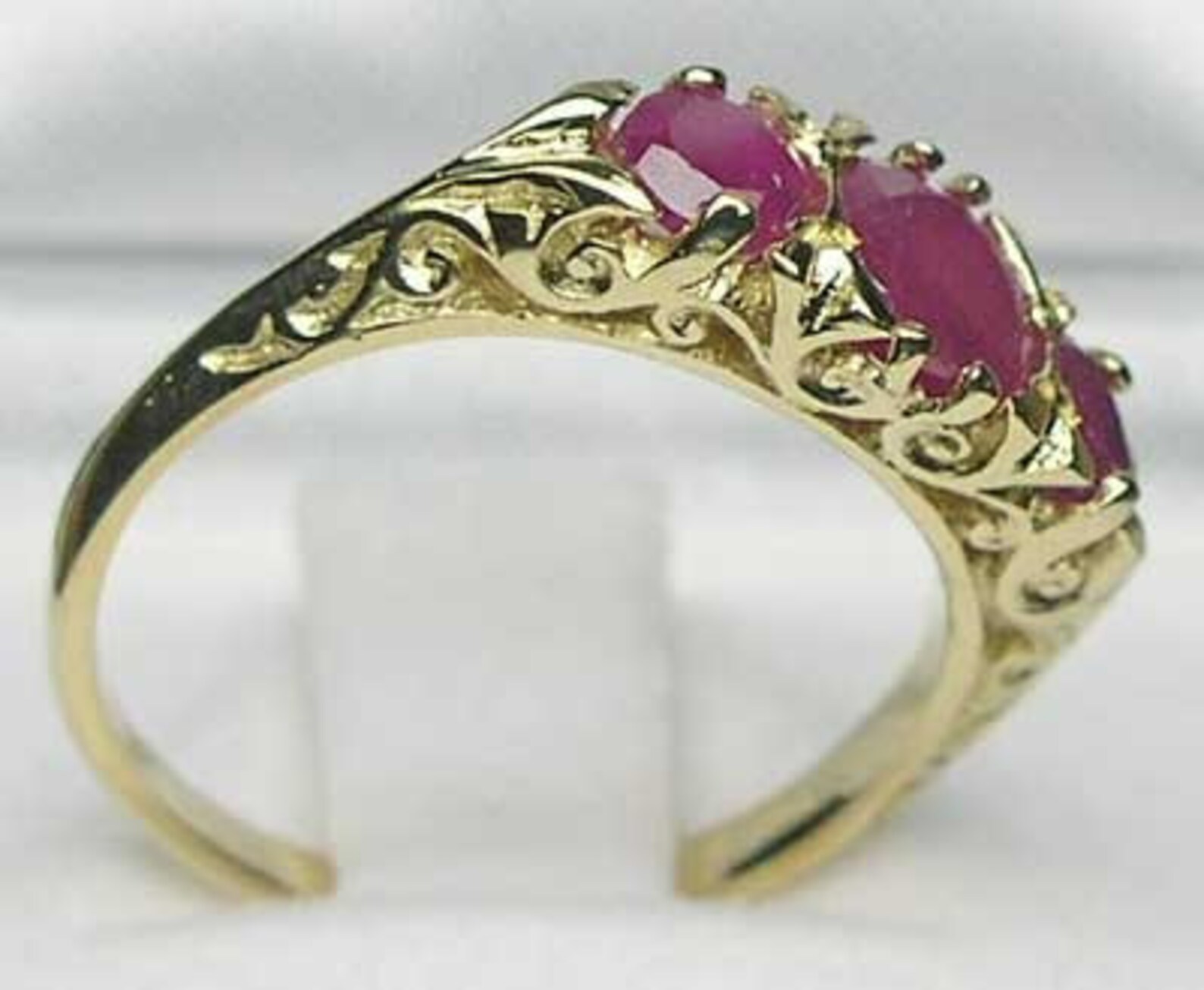 Solid 9K Yellow Gold Natural Ruby Art Nouveau Deco Carved | Etsy