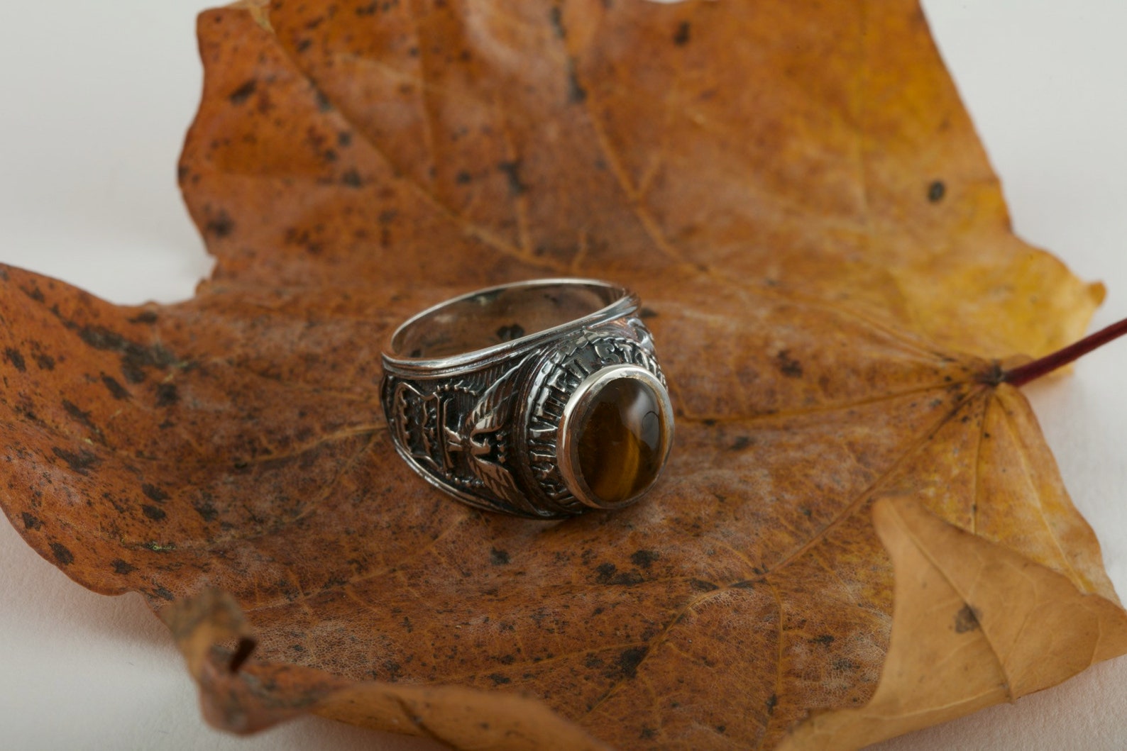 Silver American Air Force Signet Ring Tiger Eye Mens Signet | Etsy