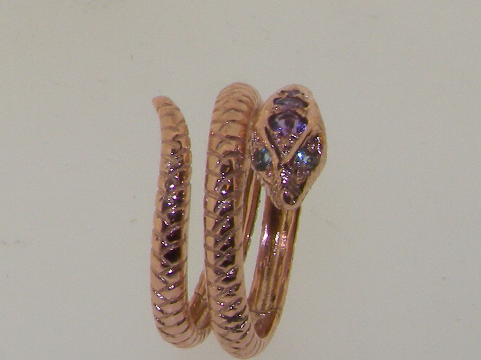 9K Gold Amethyst & Blue Topaz Snake Ring Natural Amethyst | Etsy UK