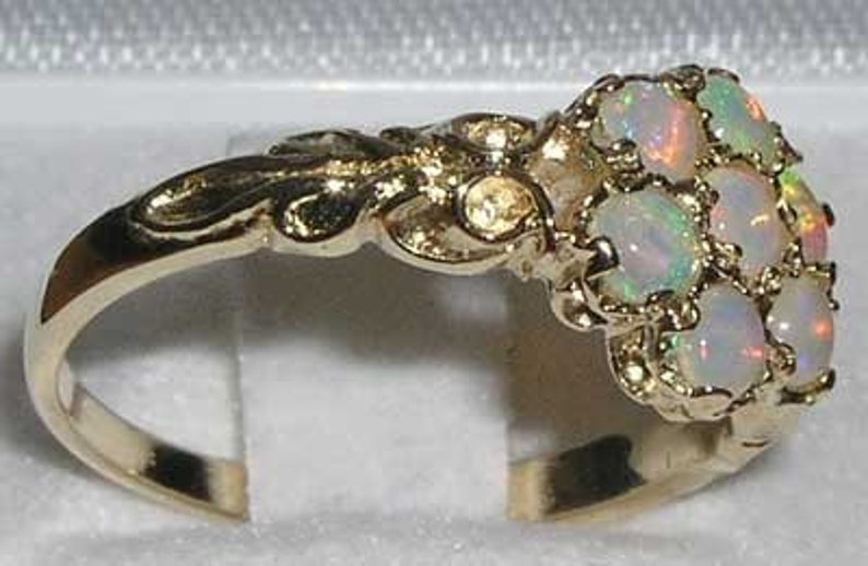 Small Flower Ring, Solid 9K Yellow Gold Colorful Opal Daisy Ring, 7 ...
