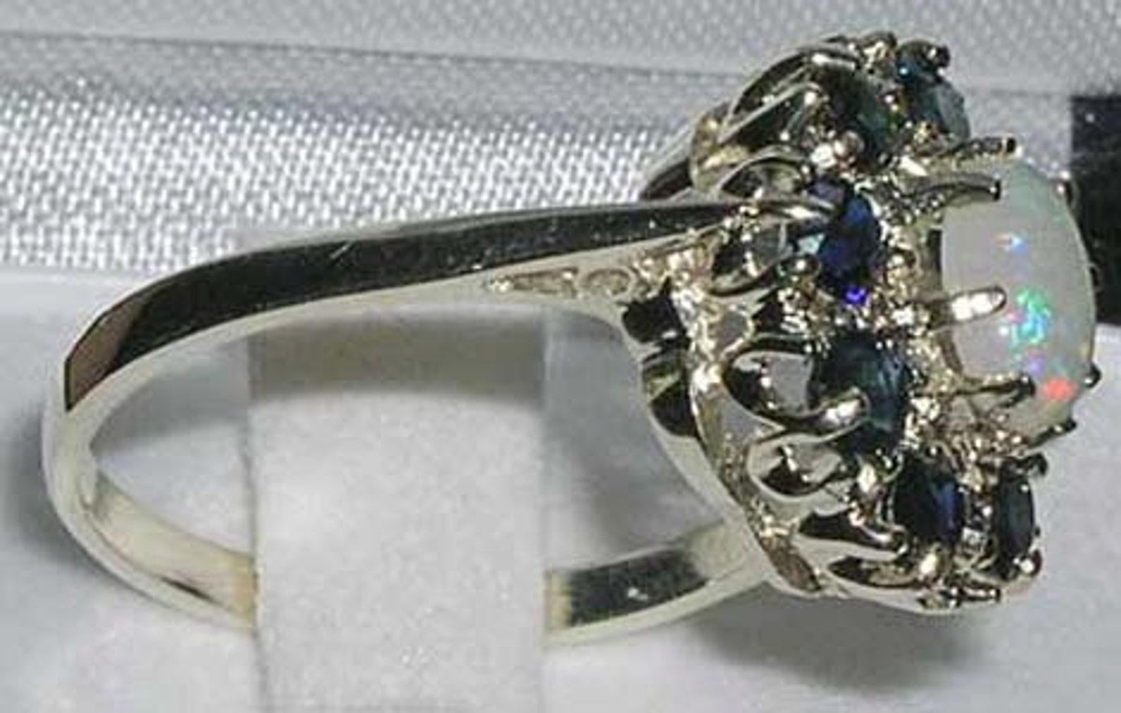 Natural Colorful Opal & Dark Blue Sapphire Promise Ring 925 - Etsy