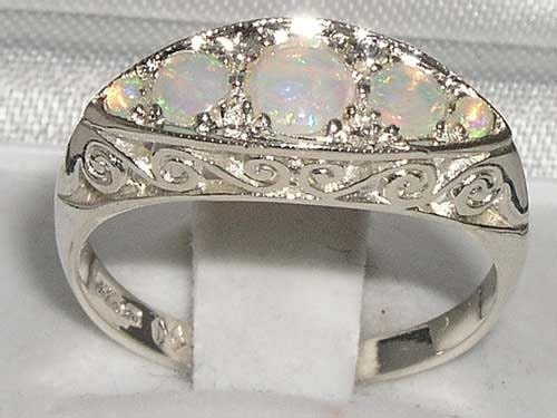 Sterling Silver Natural Australian Opal Art Deco Inspired Ring | Silver ...
