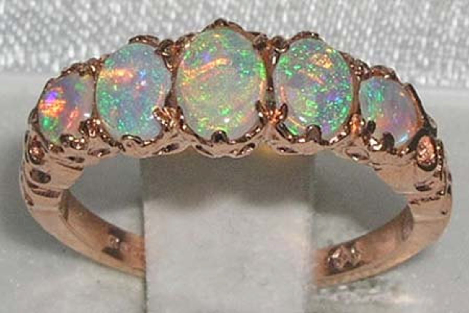 Solid 9K Rose Gold Natural Colorful Opal Antique Style Carved - Etsy UK