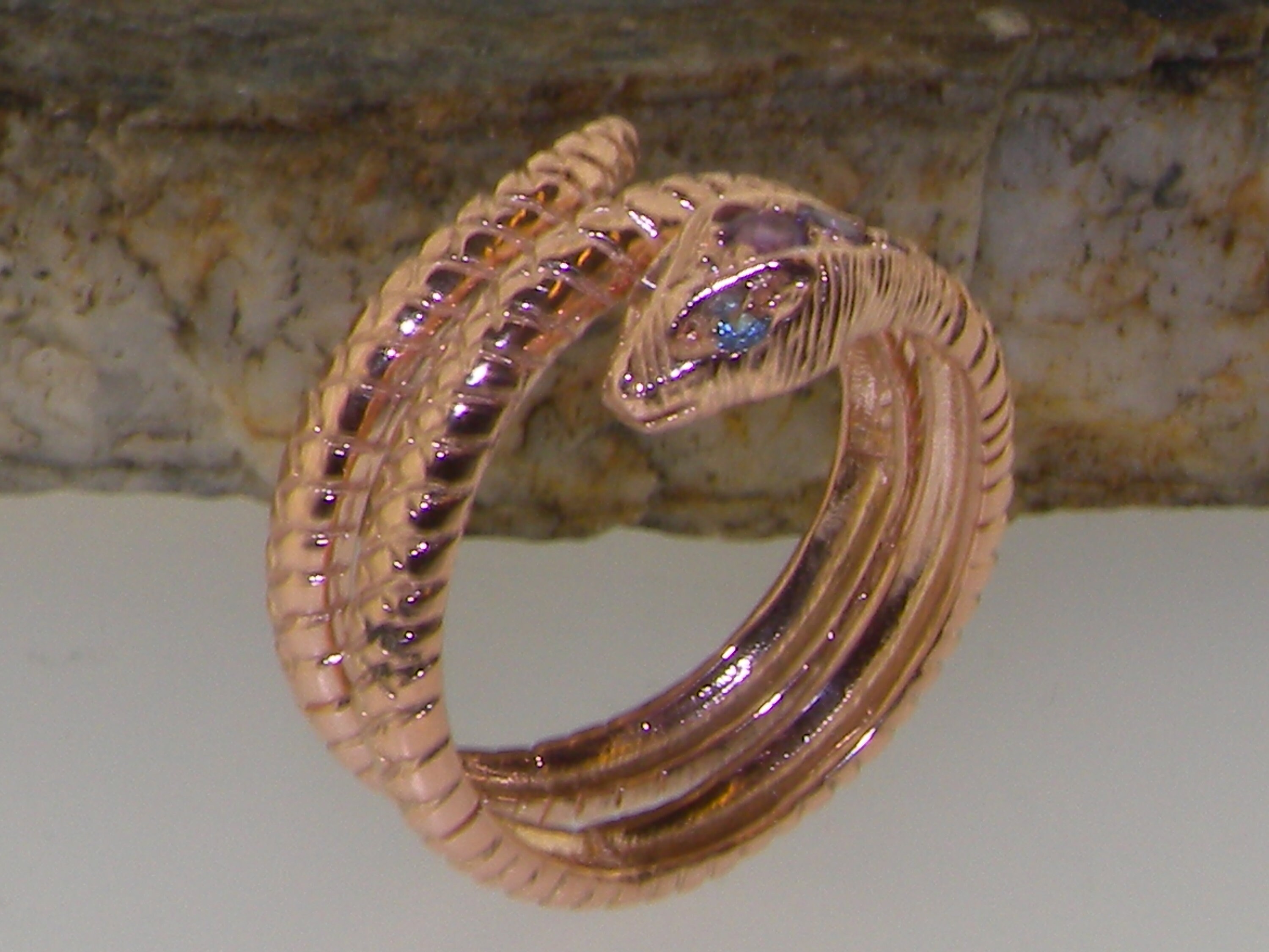 9K Gold Amethyst & Blue Topaz Snake Ring Natural Amethyst | Etsy UK