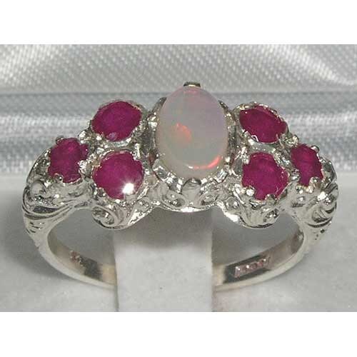 Luxury Natural Opal & Ruby Solid English 925 Sterling Silver | Etsy