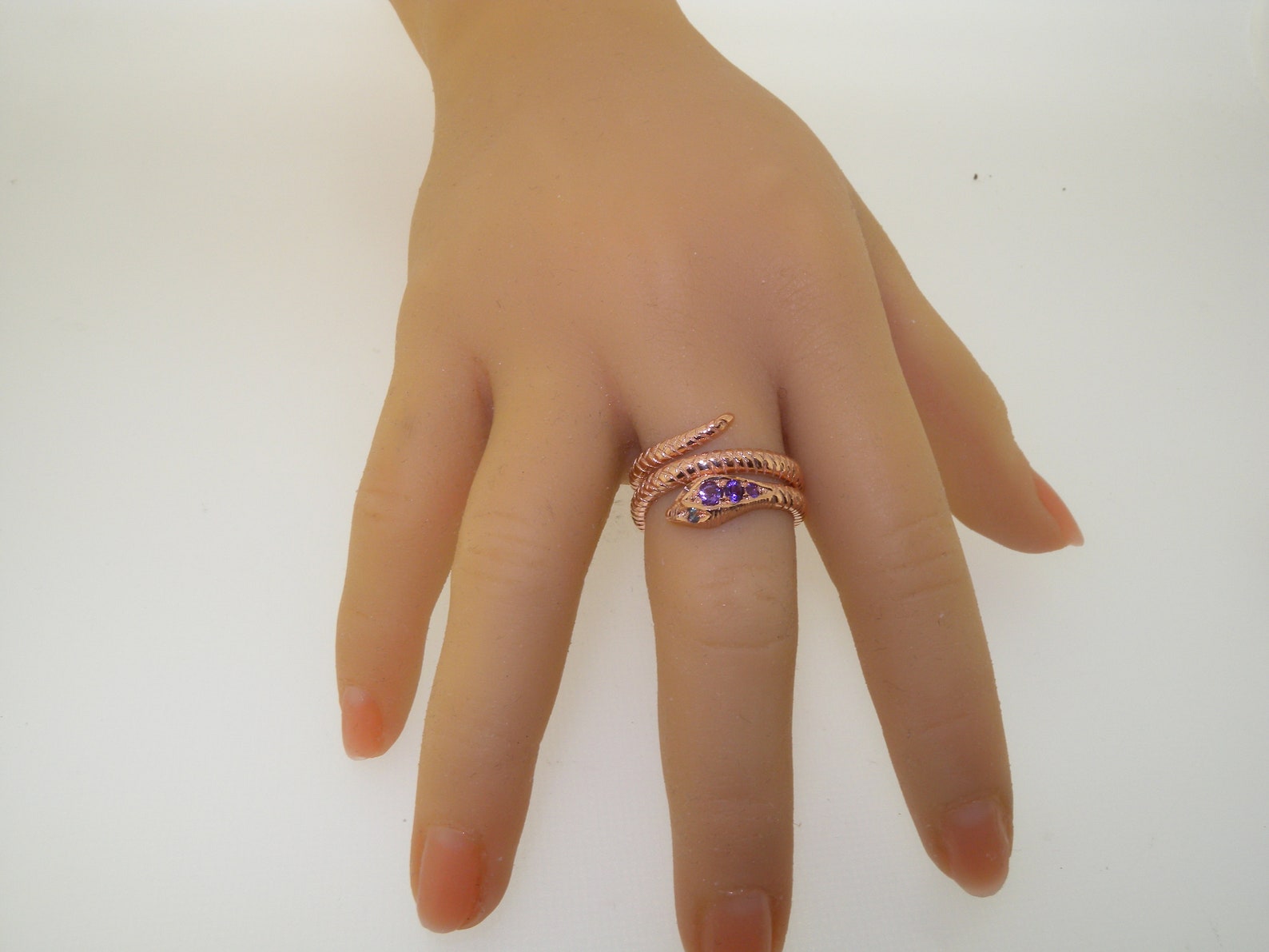 9K Gold Amethyst & Blue Topaz Snake Ring Natural Amethyst | Etsy UK