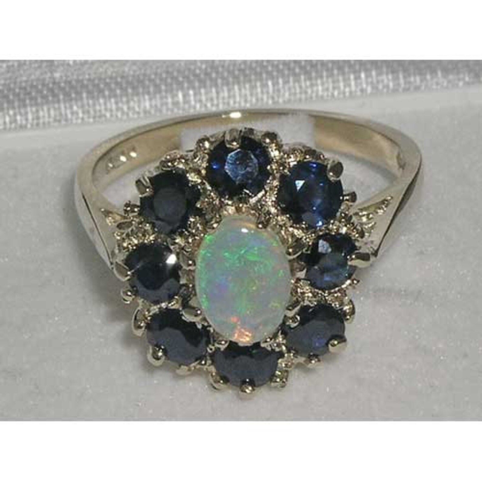 Natural Colorful Opal & Dark Blue Sapphire Promise Ring 925 - Etsy