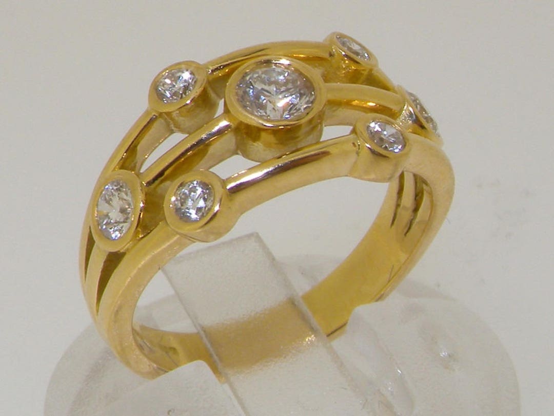 Stunning 18K Yellow Gold Diamond Romantic Ring | Gold Bubble Ring | - Etsy