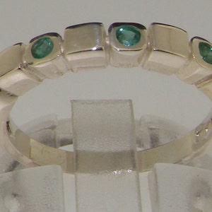 Natural Emerald Simple Modern Round & Square Ring, Solid 925 Sterling ...