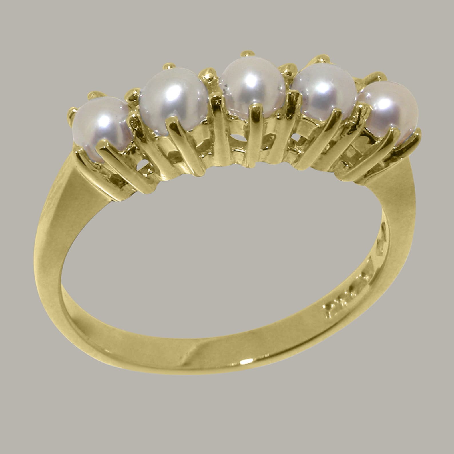 Solid 10k Yellow Gold Pearl Womens Eternity Ring - Customizable 9K,10K ...