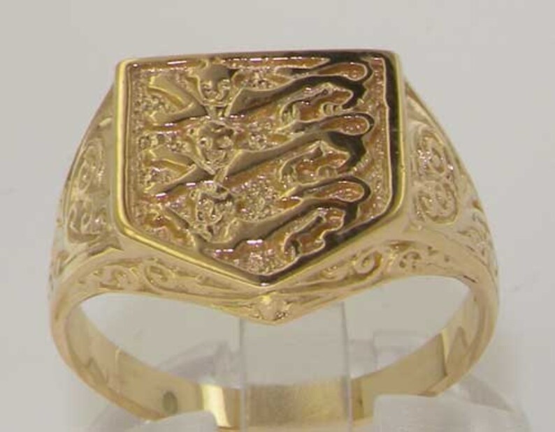 Yellow Gold or Sterling Silver England Three Lions Signet Ring - Made ...
