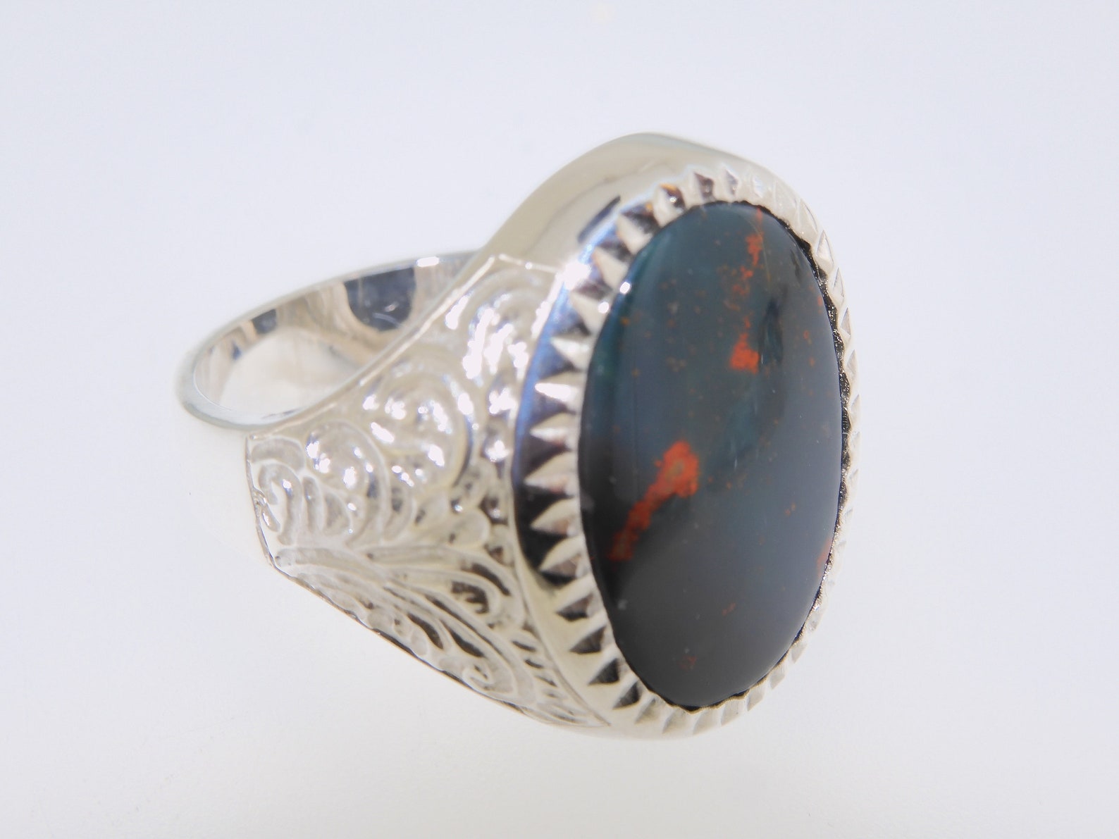Stunning Mens Sterling Silver Bloodstone Signet Ring With - Etsy UK