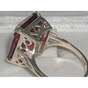 Large 16x12mm Octagon Lab Created Ruby 925 Sterling Silver Solitaire ...