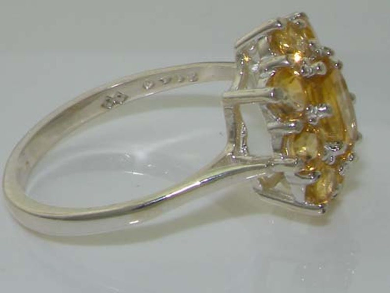 Solid 925 English Sterling Silver Luxury 1.7ct Natural Citrine Cluster ...