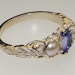 925 Sterling Silver Natural Tanzanite & Pearl Womens Trilogy Ring Customizable 9K,10K,14K,18K ...