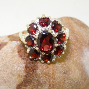 925 Sterling Silver Natural Garnet Cluster Ring | Silver Garnet Ring ...