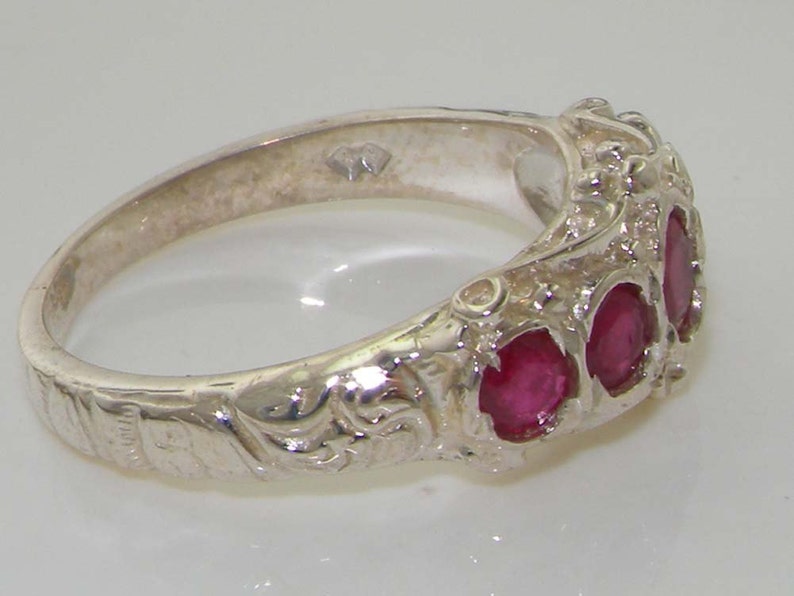 Solid 925 Sterling Silver Natural Ruby Antique Deco Ring, English ...
