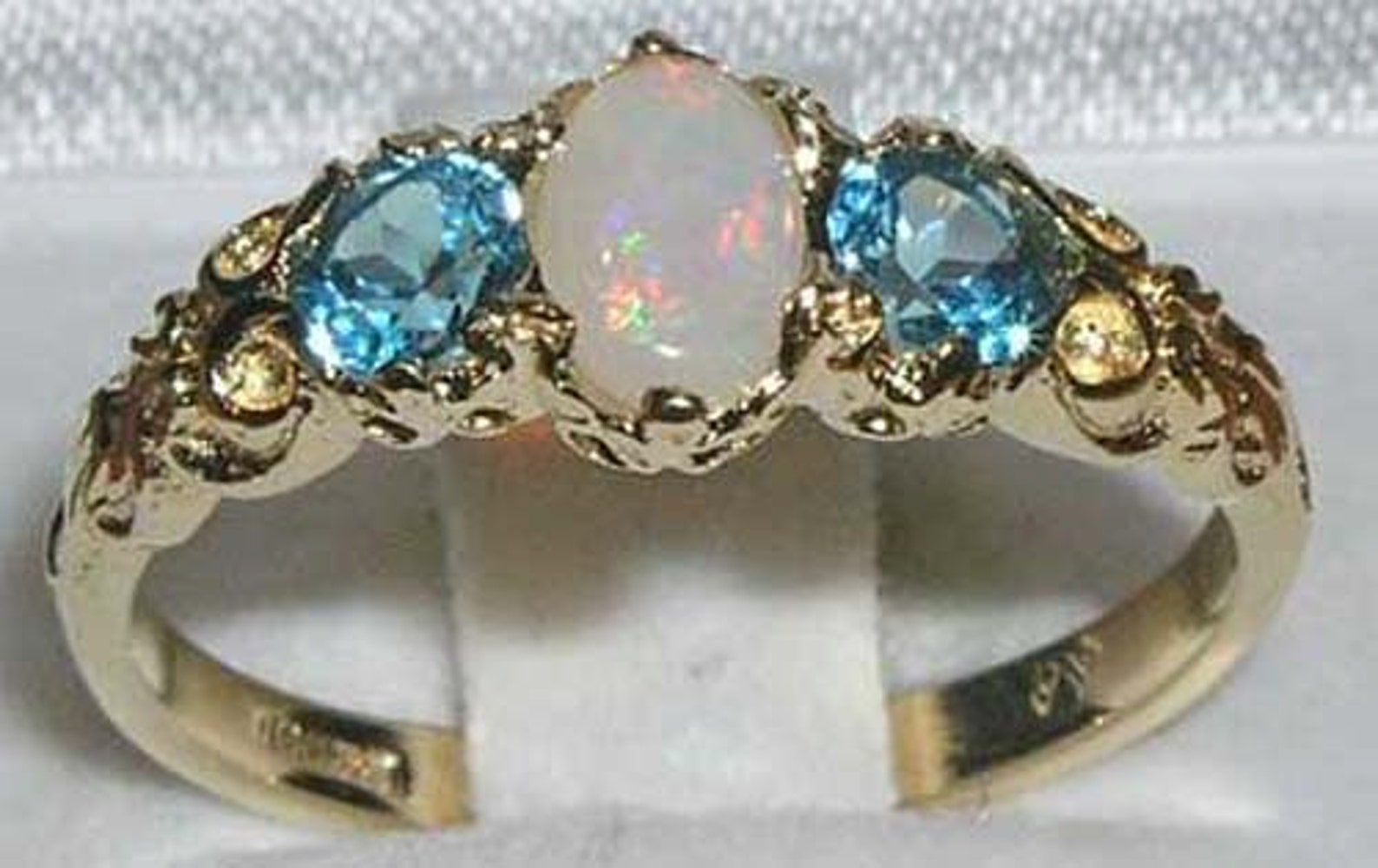Natural Colourful Opal & Blue Topaz Engagement Ring English - Etsy
