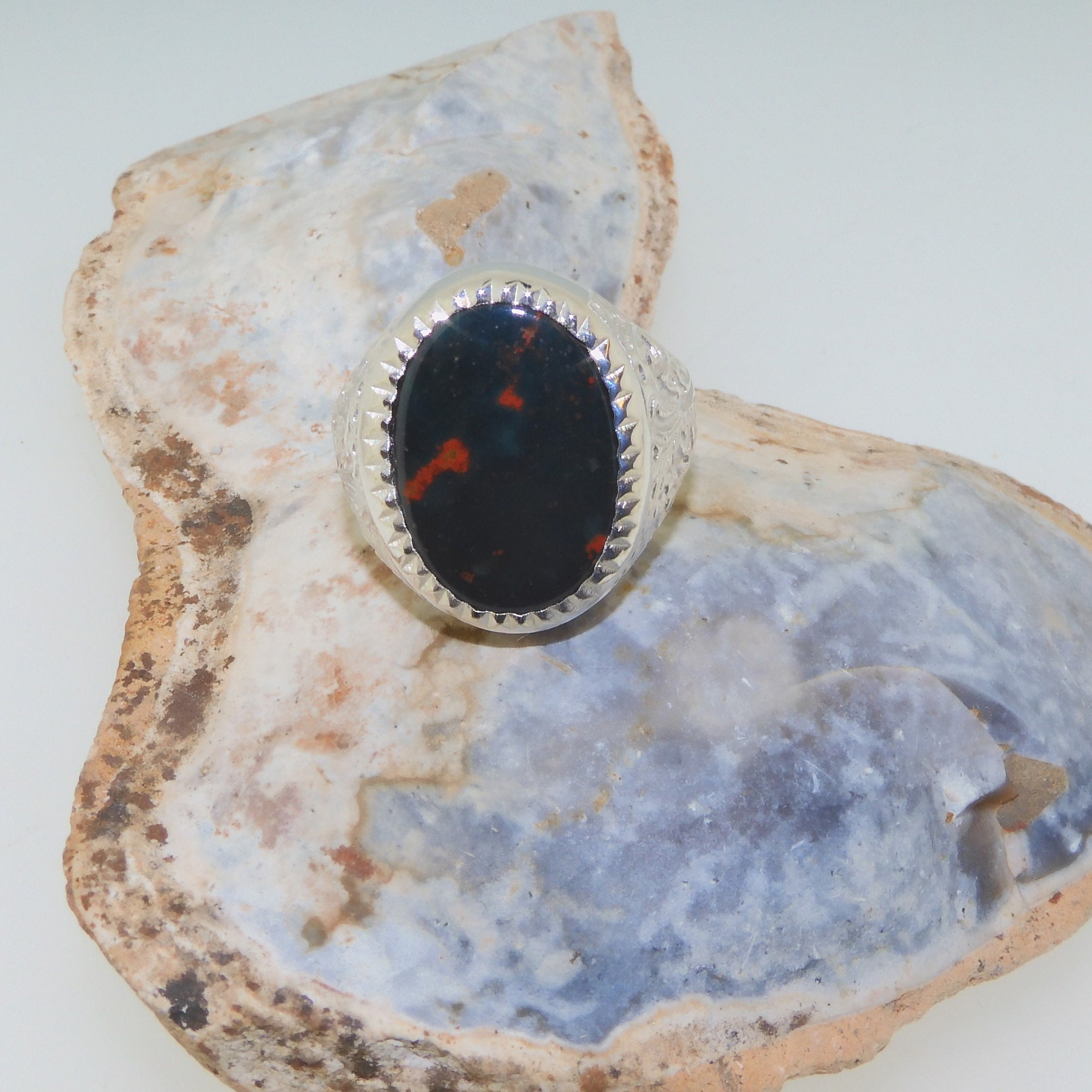 Stunning Mens Sterling Silver Bloodstone Signet Ring With - Etsy UK