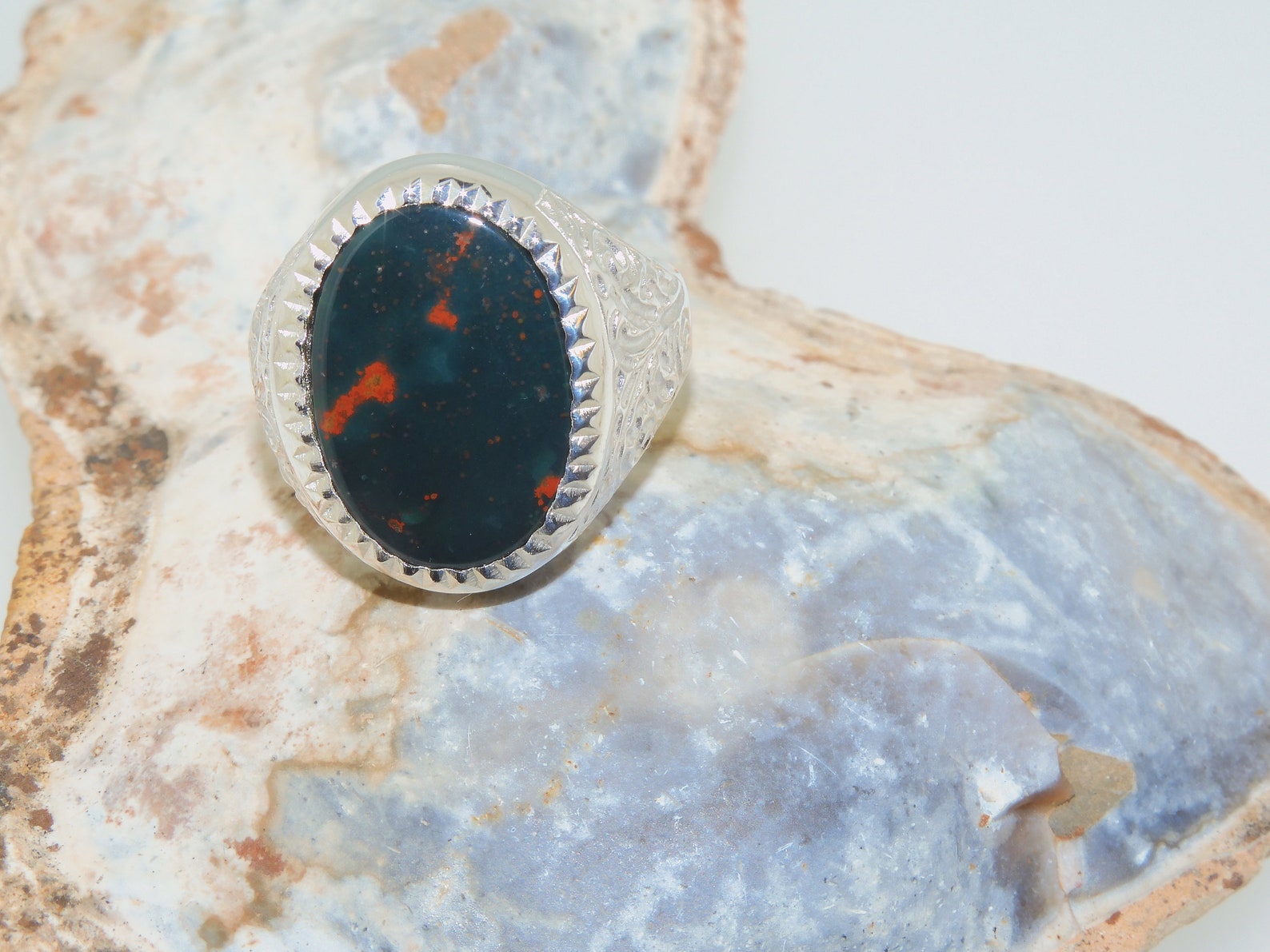 Stunning Mens Sterling Silver Bloodstone Signet Ring With - Etsy UK