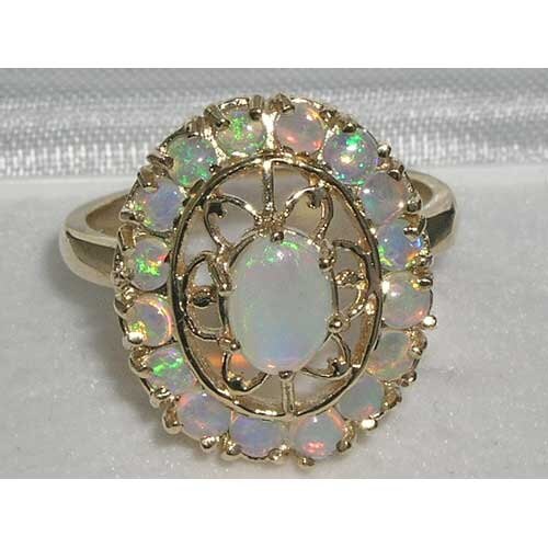 Large Natural Colorful Opal Ring 9K Yellow Gold Unique - Etsy