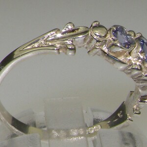 925 Solid Sterling Silver Natural Tanzanite Womens Trilogy Ring - Customizable Platinum,9k,10k ...