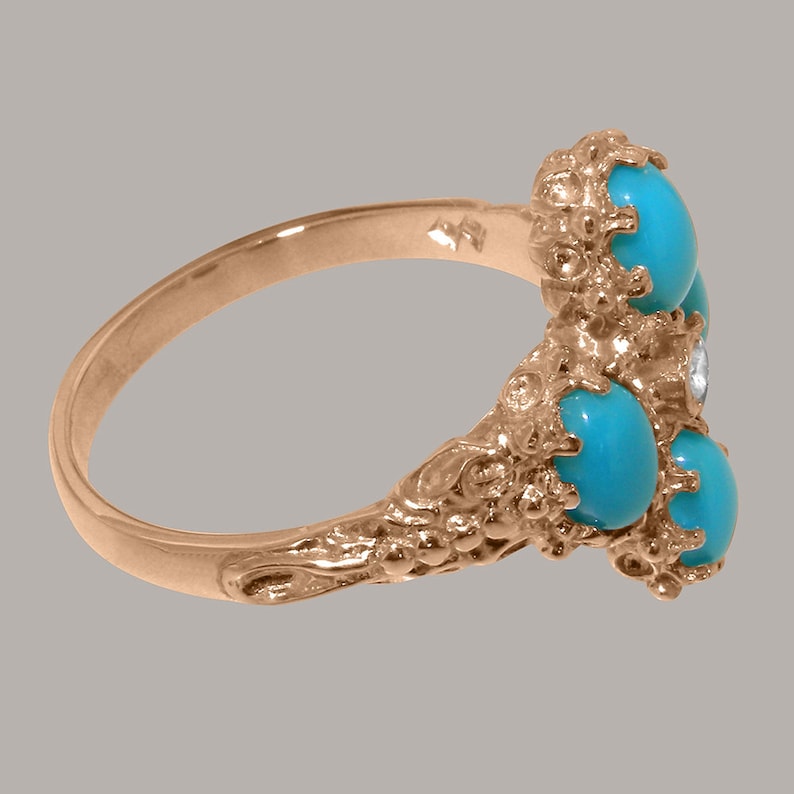 18ct Rose Gold Cubic Zirconia & Turquoise Womens Cluster Ring - Etsy UK