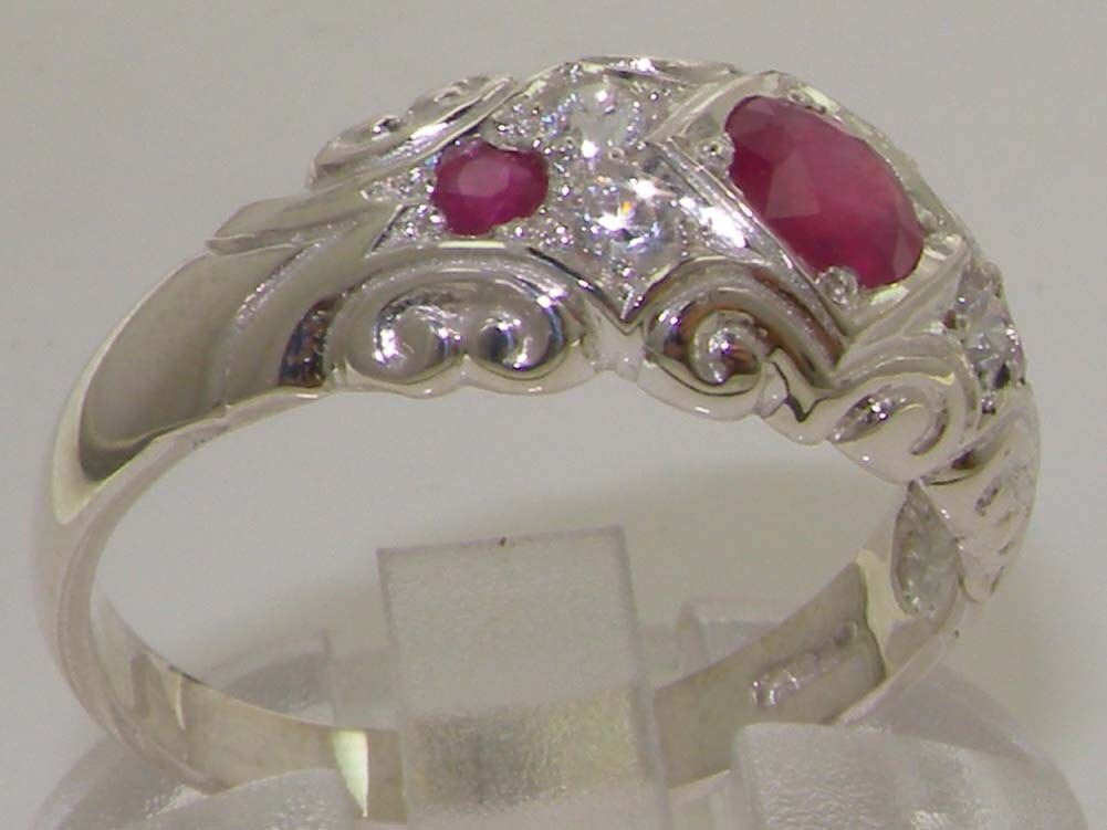 Solid 925 Sterling Silver Natural Ruby & Precious Diamond | Etsy