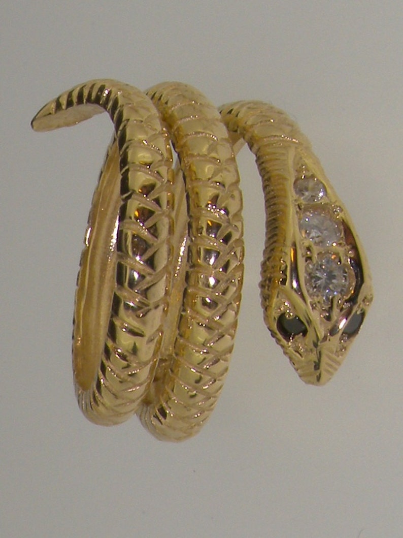 14K Gold Snake Ring Natural Diamond & Black Diamond Snake - Etsy