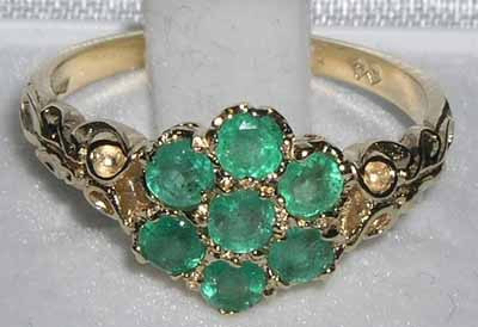 Small Emerald Ring 9K Yellow Gold Natural Emerald Cluster - Etsy