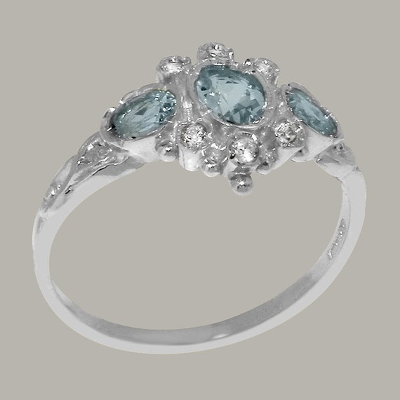 925 Sterling Silber Aquamarine Cubic Zirconia Damen Trilogie Ring Anpassbare 9K 10K 14K 18K Gelb Rose WeiBgold oder Platin Etsy