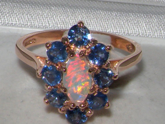 14K English RoseYellowWhite Gold Natural Marquise Colourful | Etsy