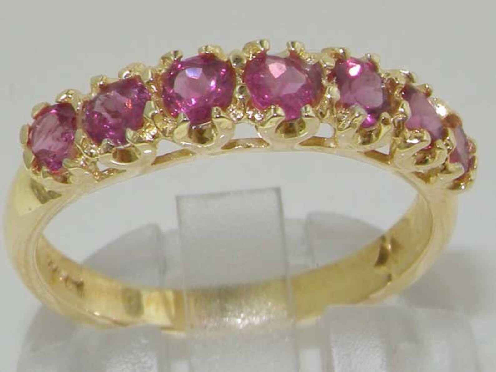 Solid 14k Yellow Gold Natural Pink Tourmaline Womens Band Ring - Etsy