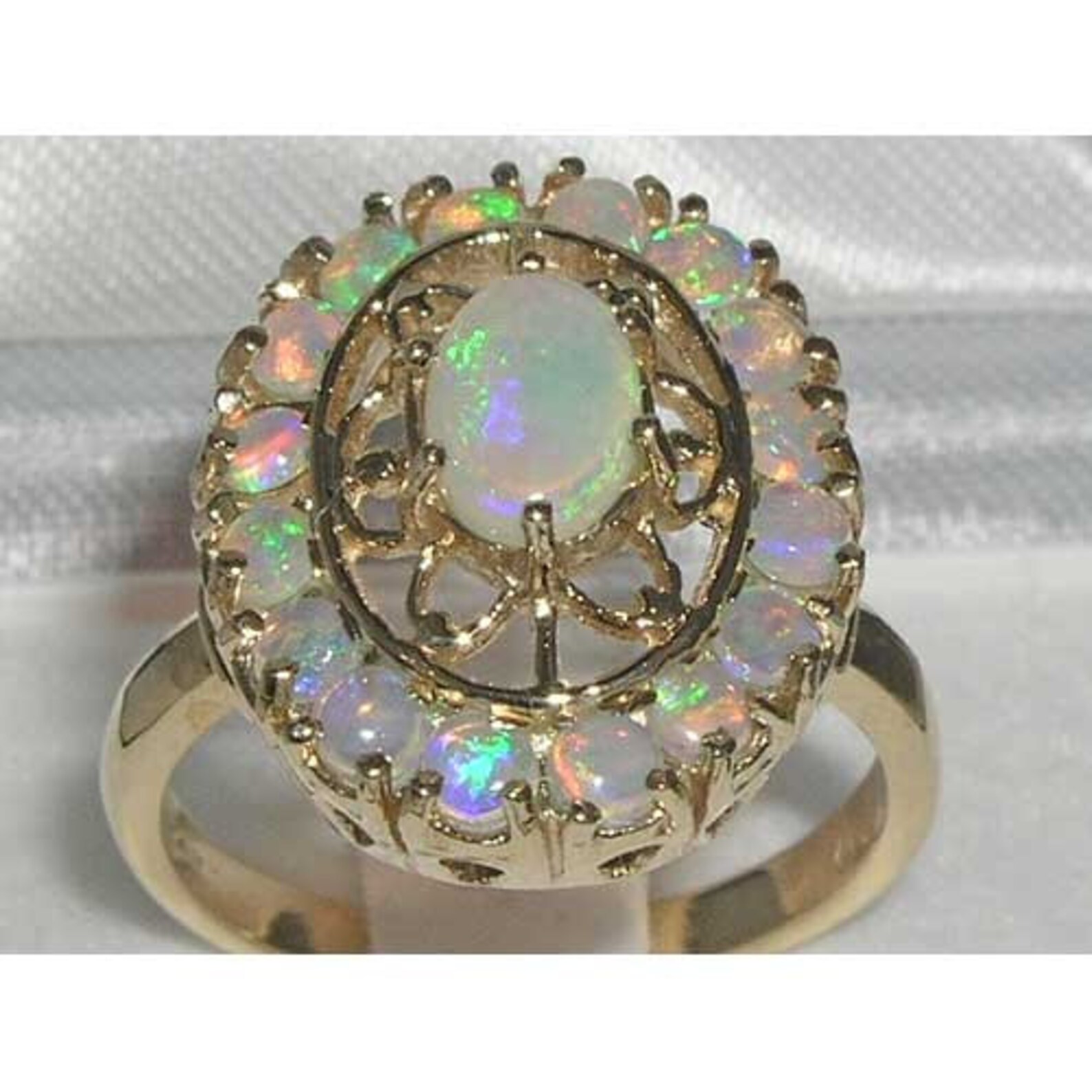 Large Natural Colorful Opal Ring 9K Yellow Gold Unique - Etsy