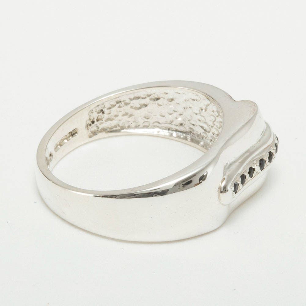 925 Sterling Silver Natural Sapphire Mens Wedding Band Ring | Etsy