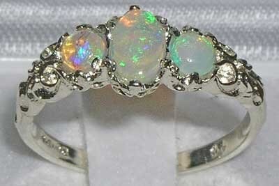 Stunning! Solid 925 Sterling Silver Natural Australian Opal Trilogy ...
