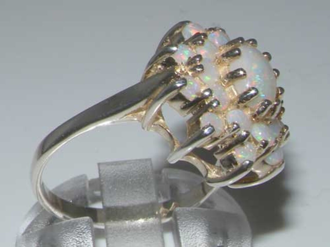 Solid 9K White Gold Natural Colorful Opal Ring English - Etsy