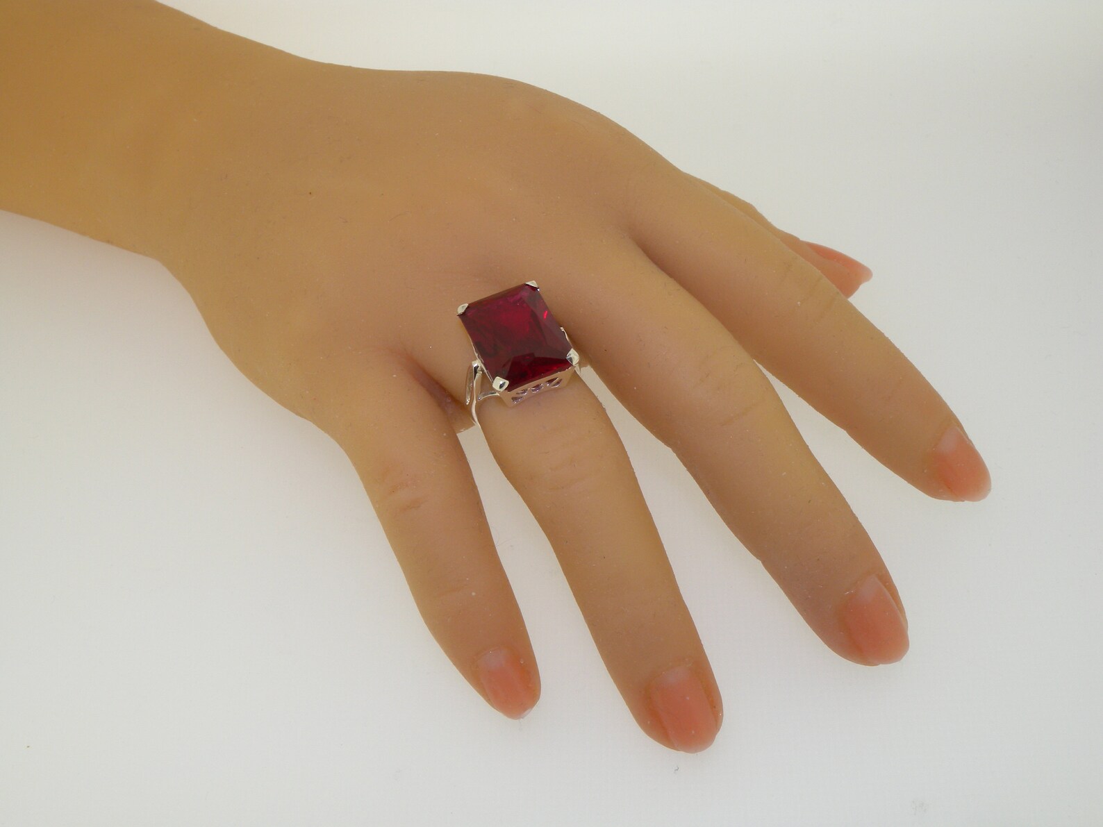 Large 16x12mm Octagon Lab Created Ruby 925 Sterling Silver - Etsy