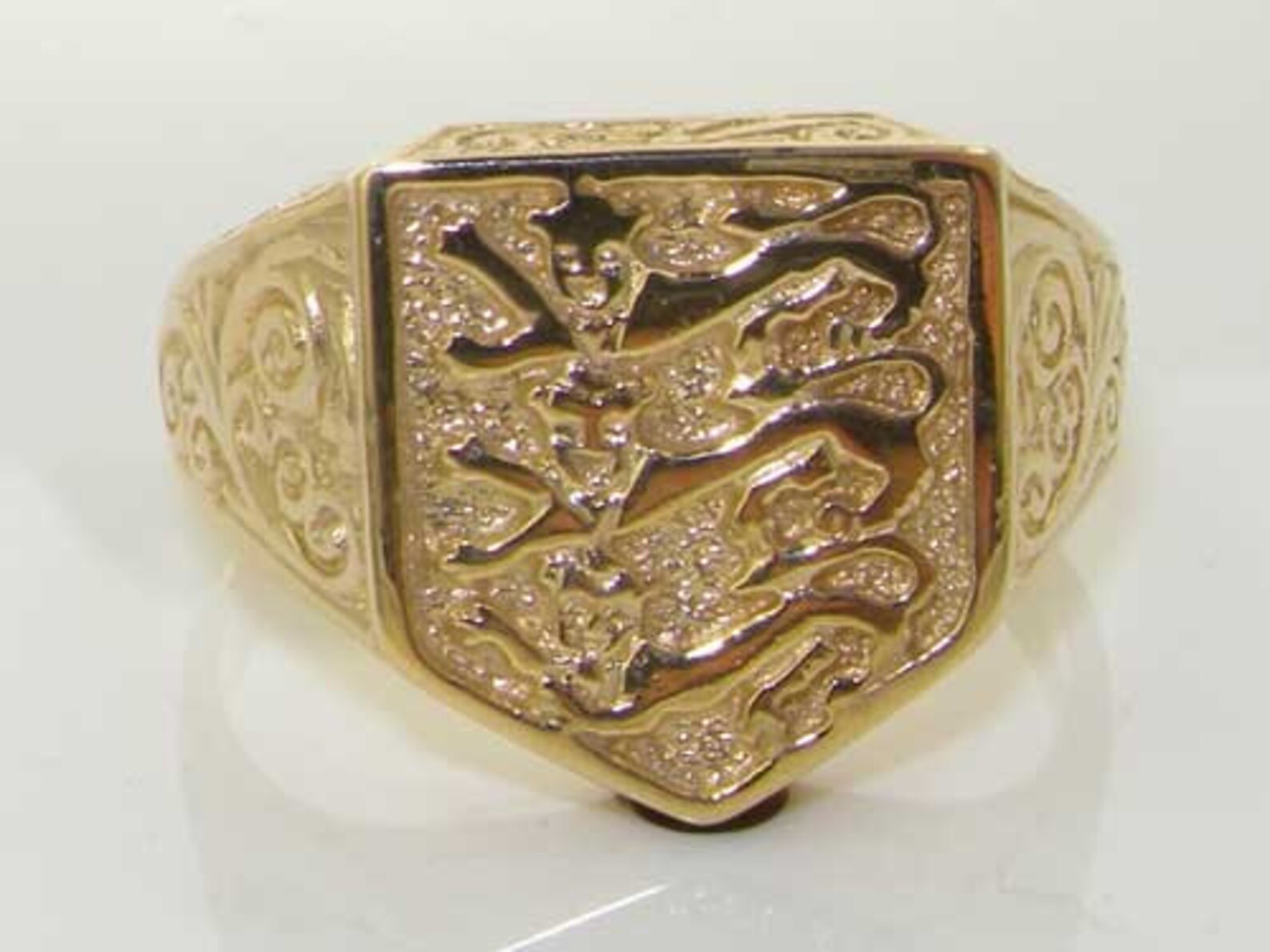 Yellow Gold or Sterling Silver England Three Lions Signet Ring - Made ...