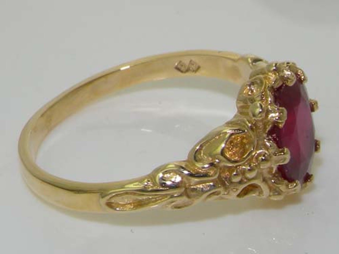 Natural 1.75ct Ruby Solitaire Ring 9K Yellow Gold English - Etsy