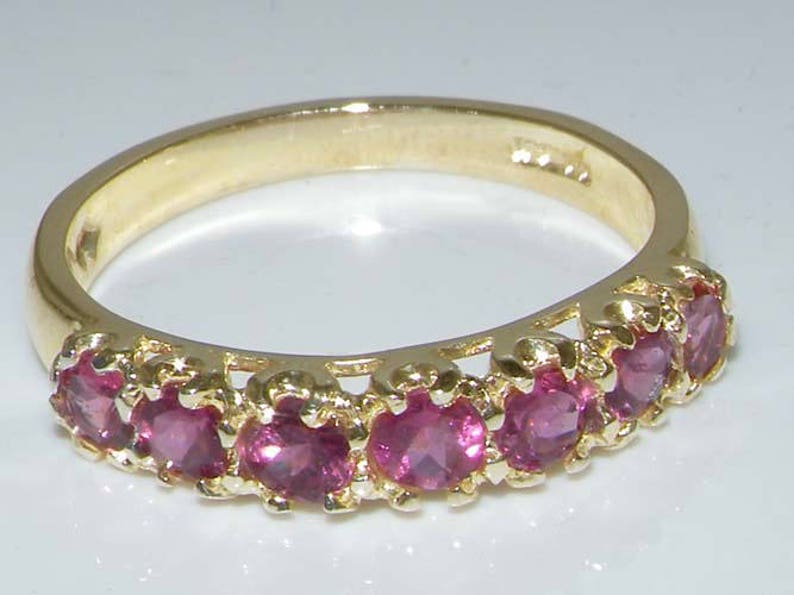 Solid 14k Yellow Gold Natural Pink Tourmaline Womens Band Ring | Etsy